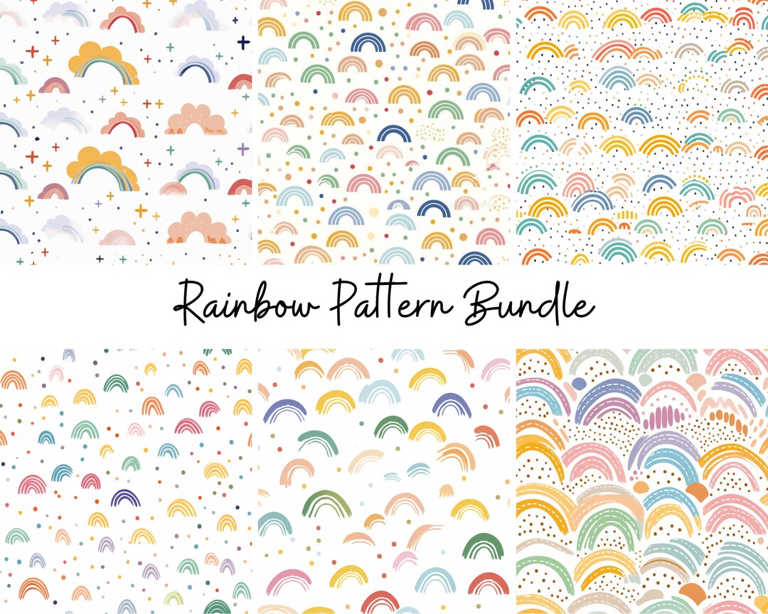 Rainbow Pattern Tile Digital Print Bundle - Etsy