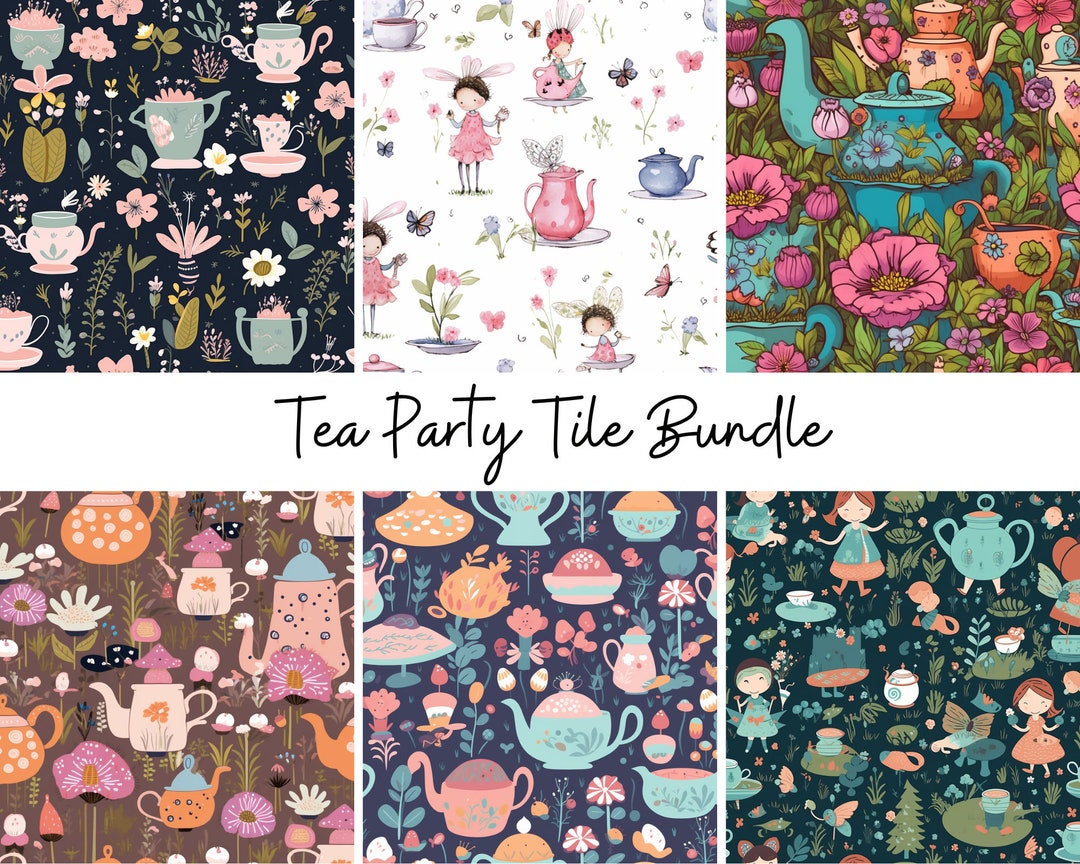 Tea Party Pattern Tile Bundle | Kids Theme PNG Images (digital Download ...