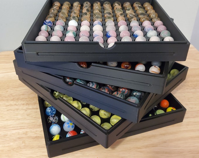 500 Capacity Marble Storage Tray Stack With Dust Cover for 3/4” Marbles ...