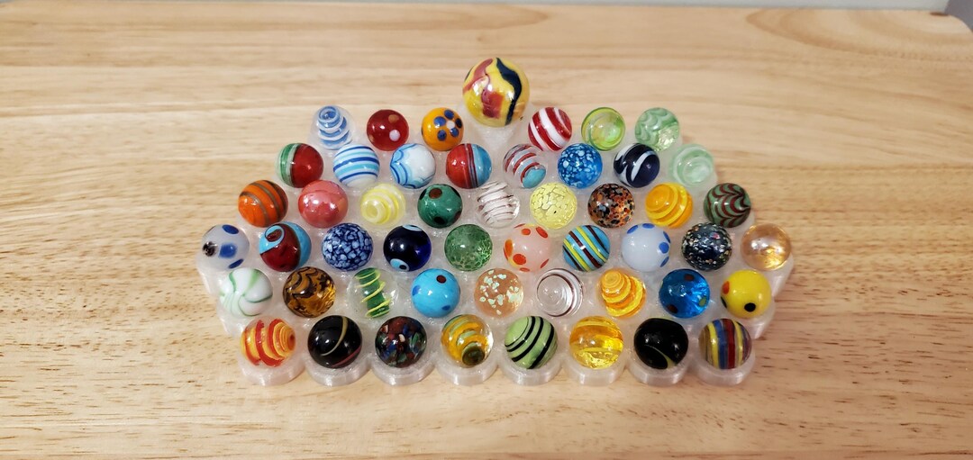 50 Piece Stepped 3/4" Marble Display Plus 1" Shooter (marbles Not ...
