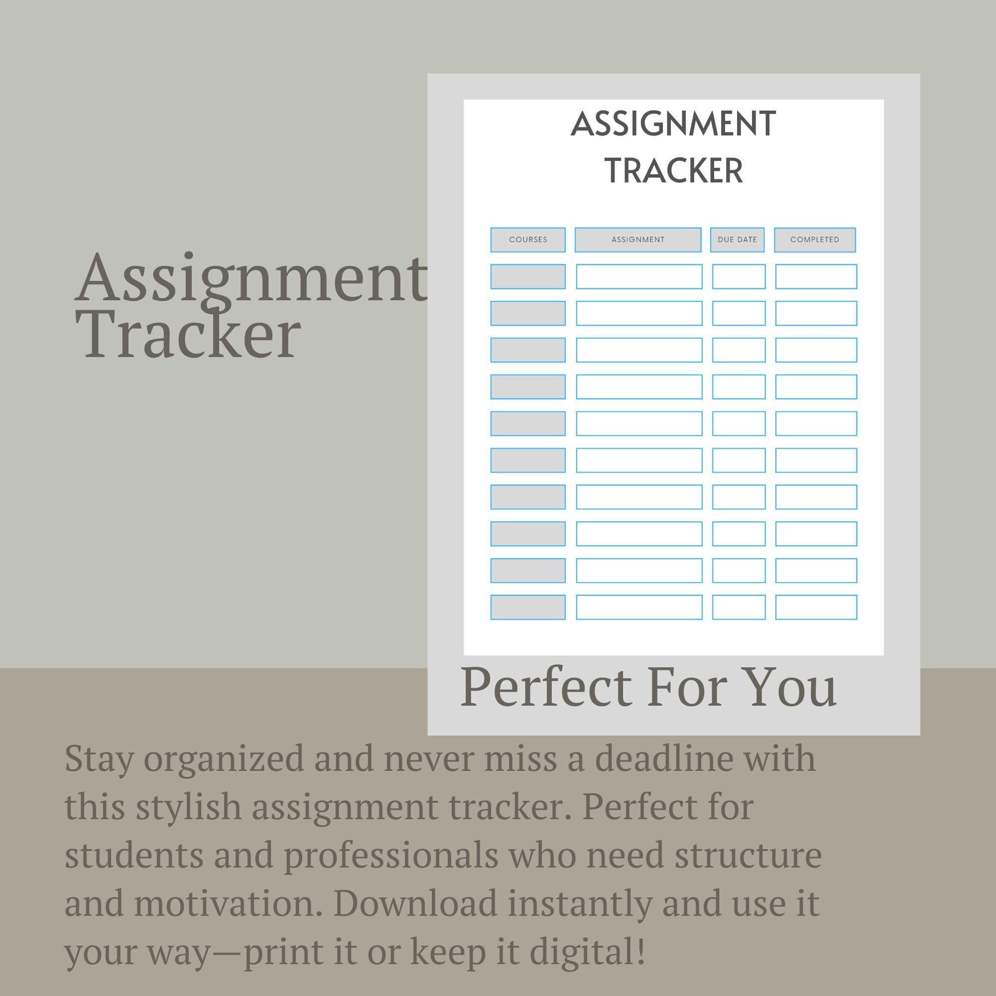 Editable Assignment Tracker, Printable Assignment Planner, Canva ...