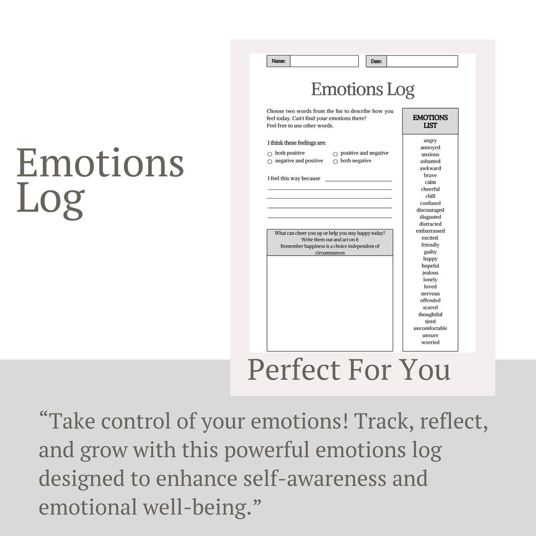 Emotions Log: Self-awareness & Mental Clarity (editable PDF) - Etsy