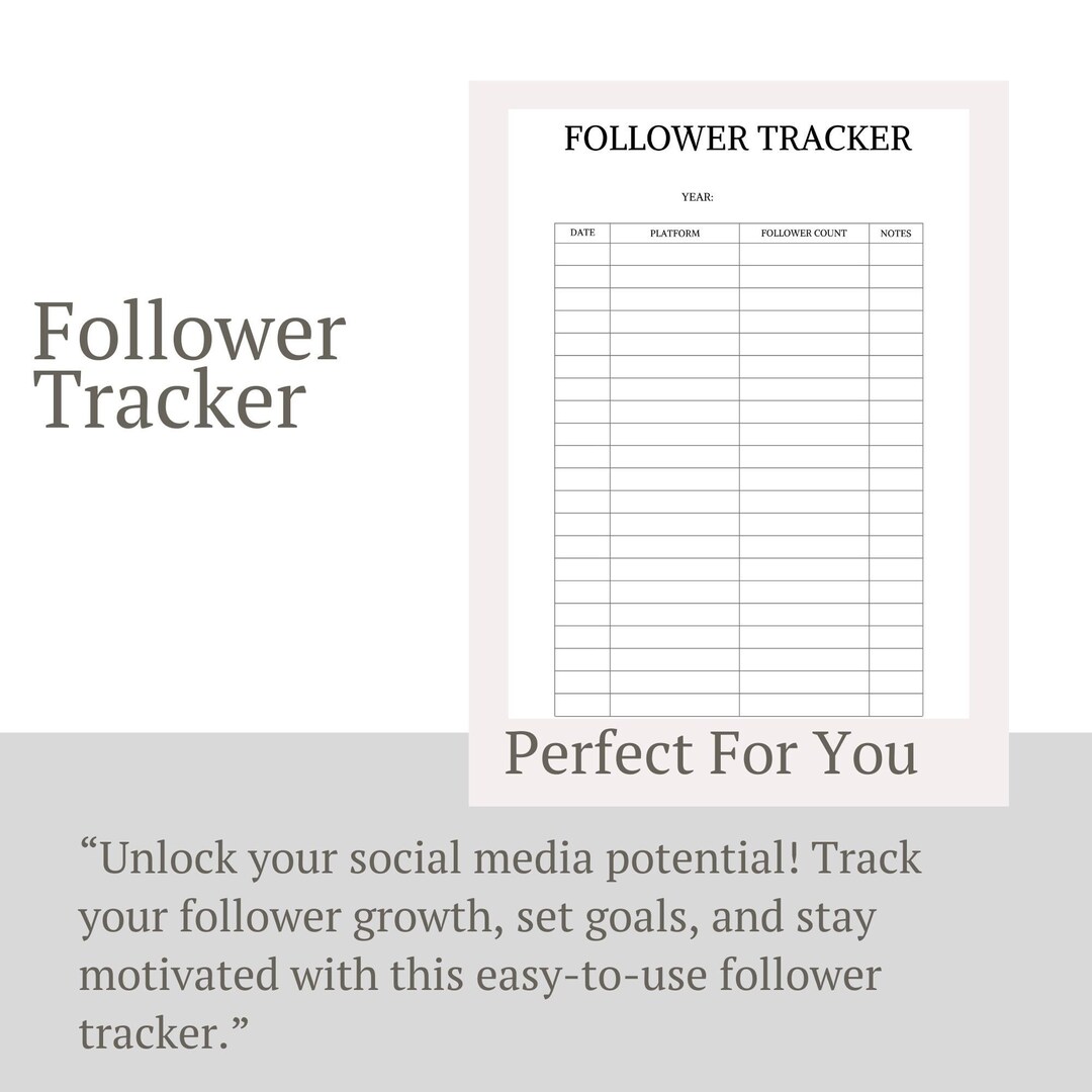 Social Media Follower Tracker: Editable PDF, Goal Setting - Etsy