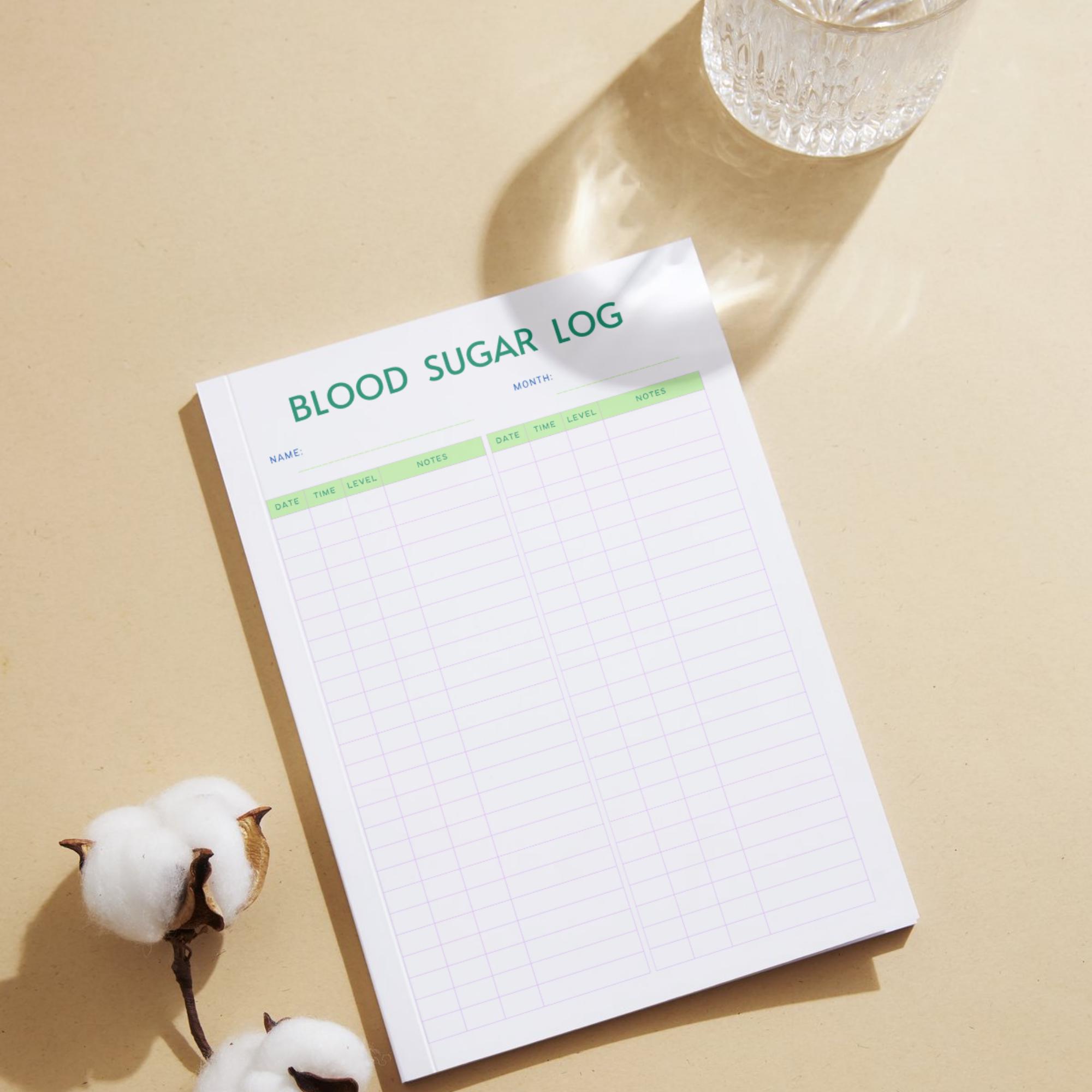 Blood Sugar Log, Printable Blood Sugar Tracker, Diabetes Log, Daily ...