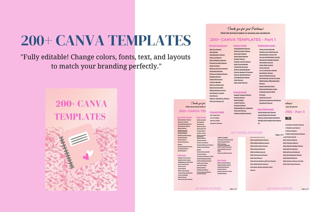 Pretty in Pink: 200 Canva Templates for Social Media & Business ...