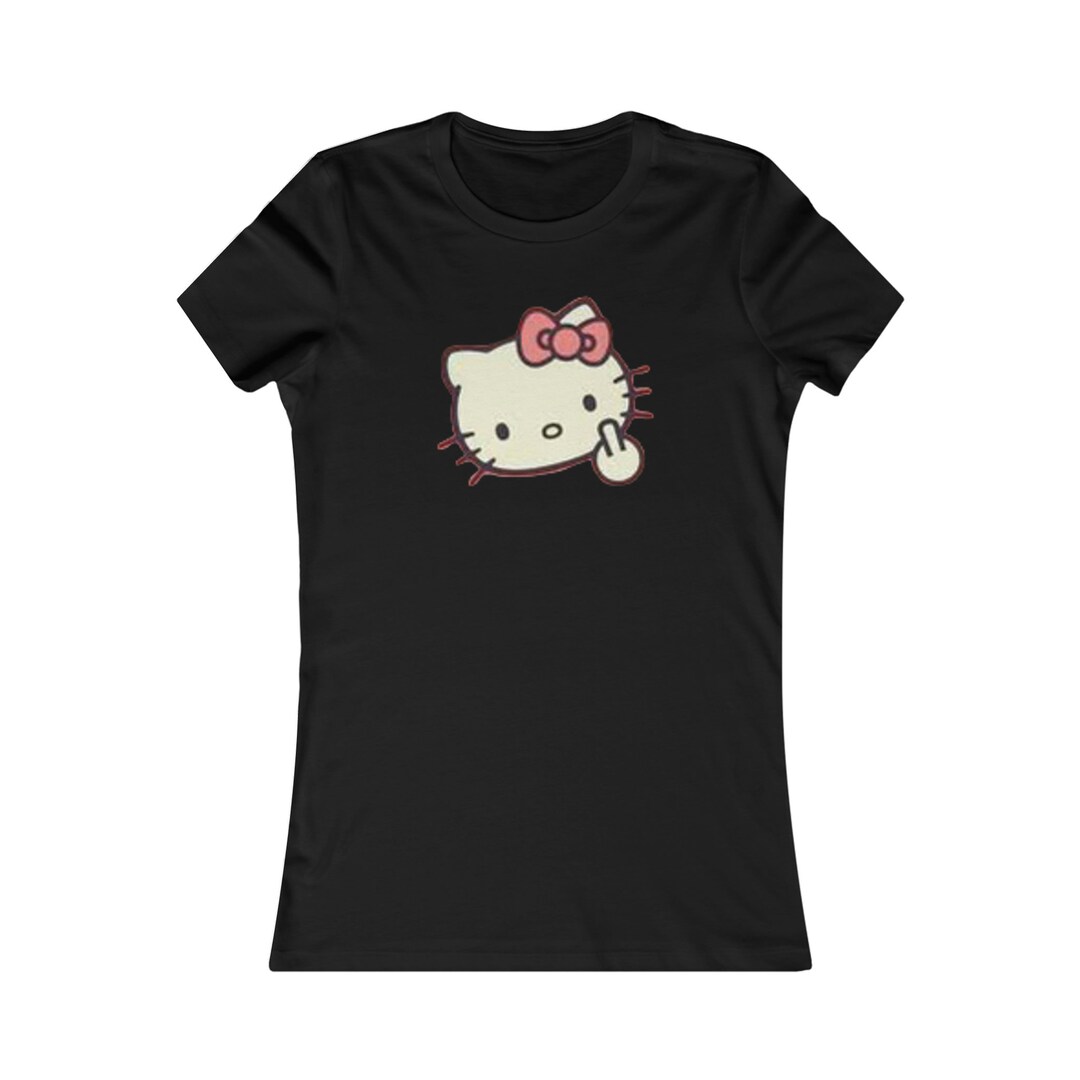 HELLO KITTY RUDE Given You the Finger Fun Womans T-shirt - Etsy