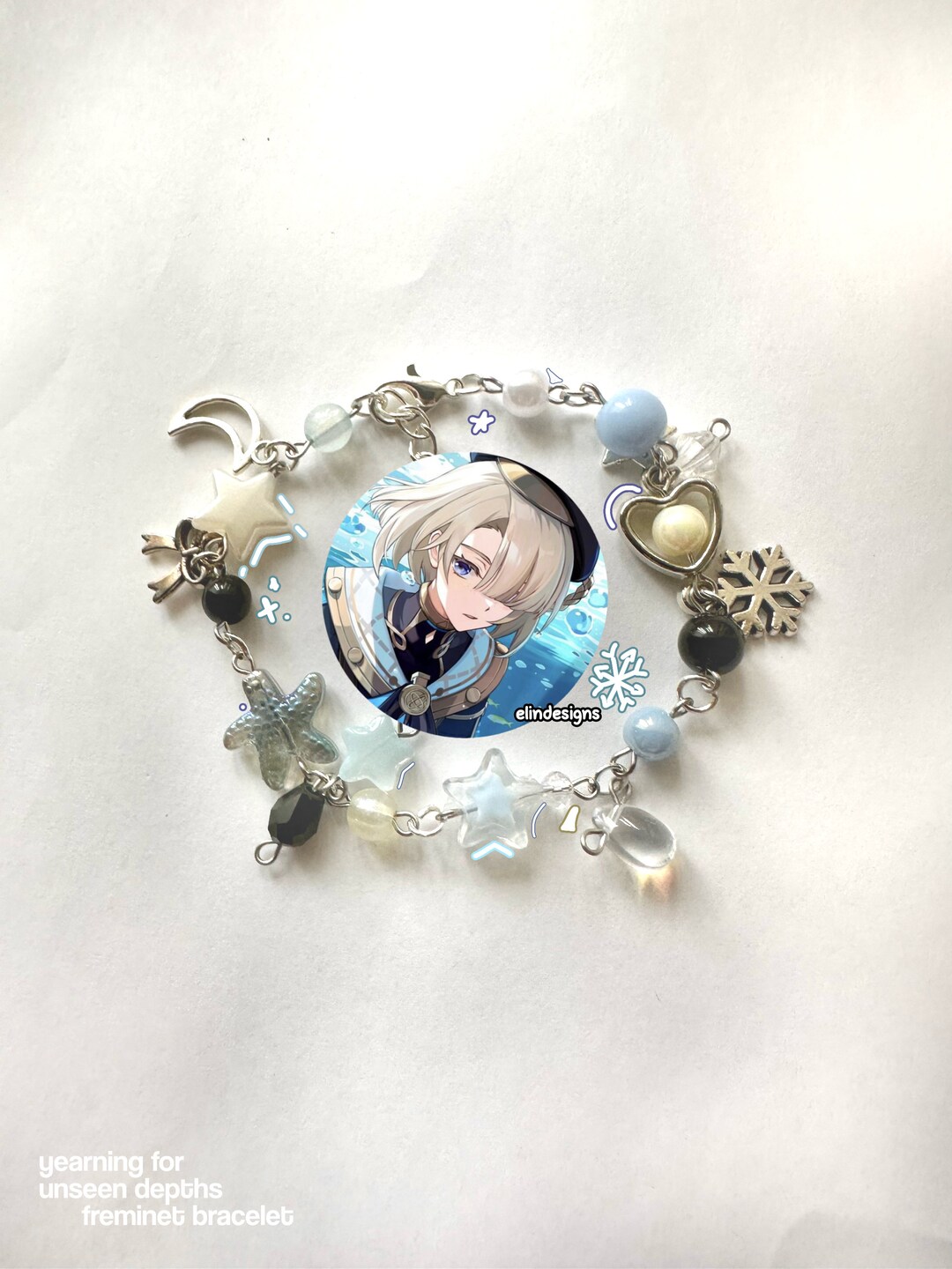 Freminet Genshin Impact Bracelet Y2k Acubi Cute Blue White Yellow Cryo ...