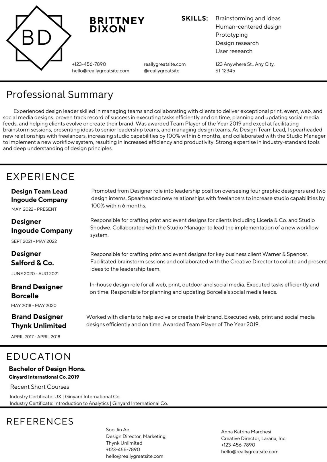Classic Initial Resume Template - Etsy
