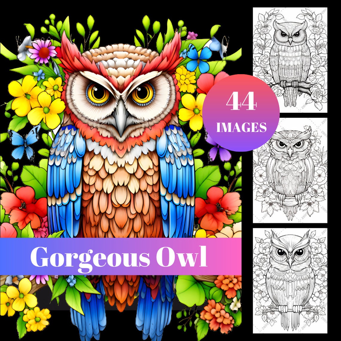 44 Gorgeous Owl Adult Coloring Pages Printable Grayscale - Etsy