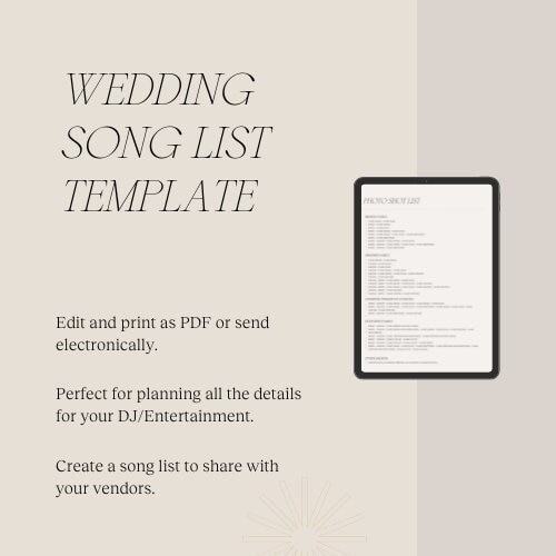 Wedding Day Song List Template - Etsy