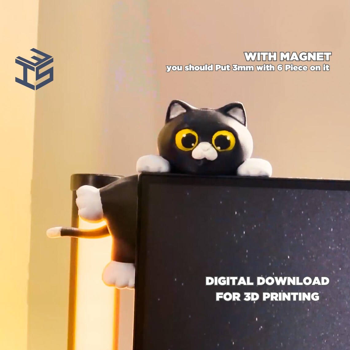 Magnet Cat 3D Print STL File Digital Download , 3D Printer File, File ...