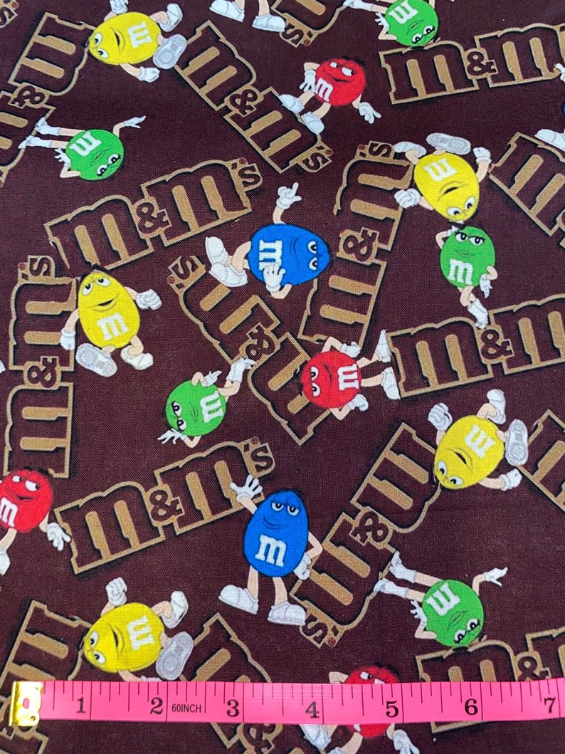 M&M Fabric Candy 100% Cotton Fabric Fat Quarter Tumbler Cut Chocolate ...