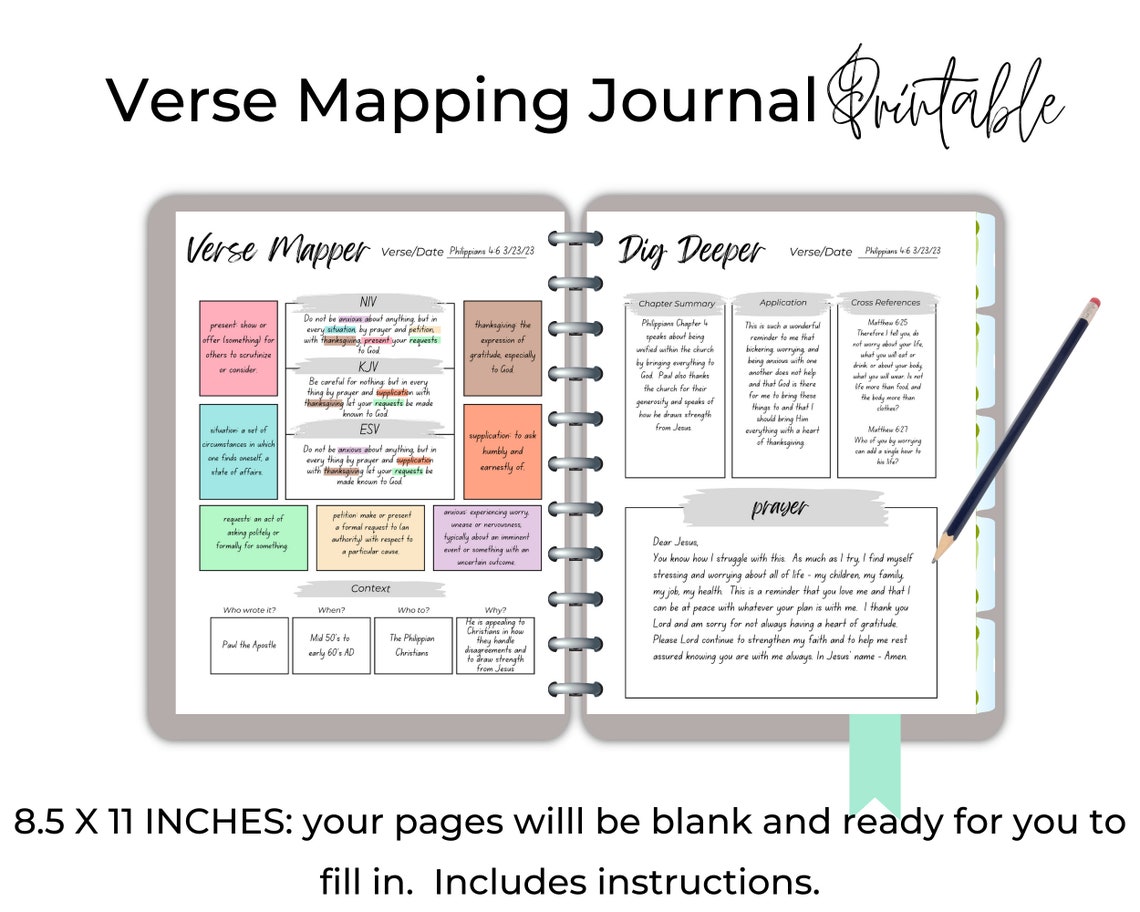 Verse Mapping Journal Printable I Bible Mapping Planner Printable I ...
