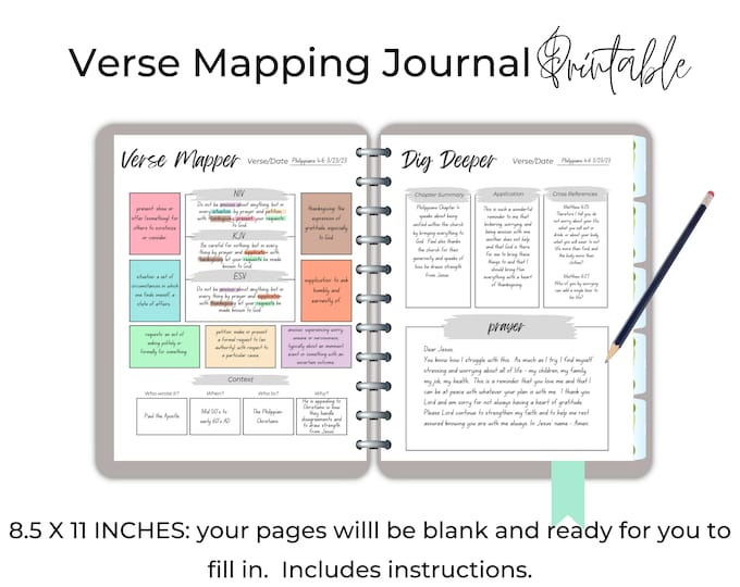 Verse Mapping Journal Printable I Bible Mapping Planner Printable I ...