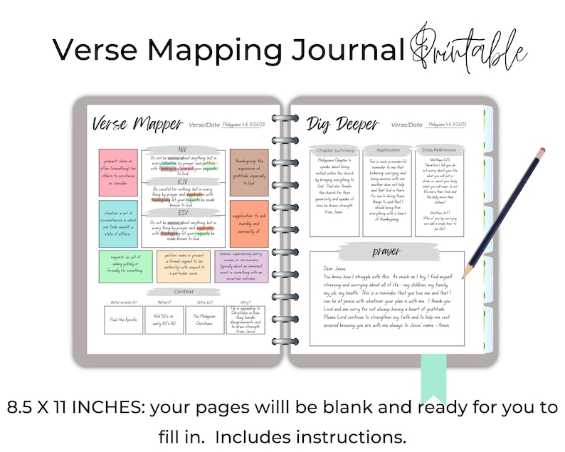 Verse Mapping Journal Printable I Bible Mapping Planner - Etsy