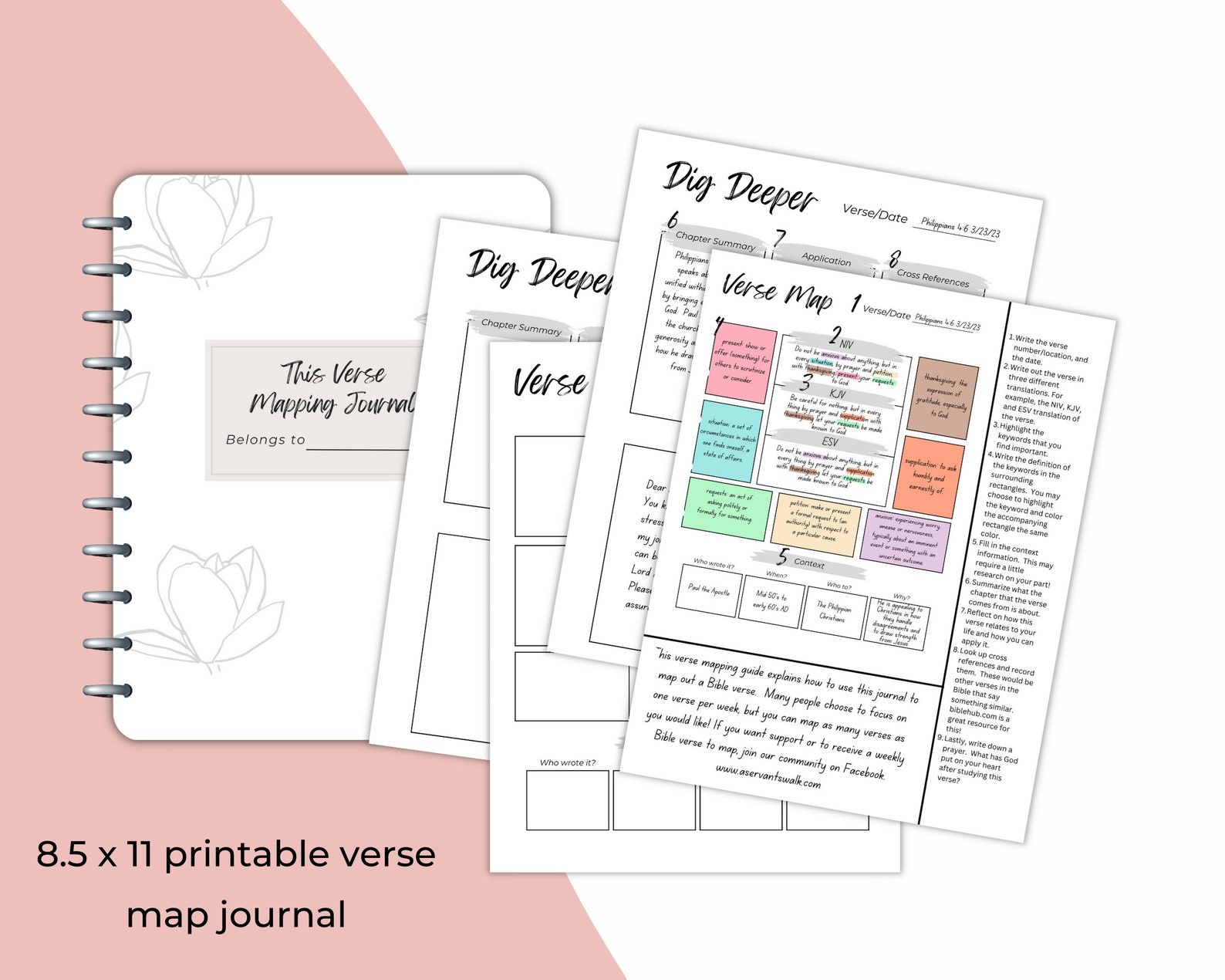 Verse Mapping Journal Printable I Bible Mapping Planner Printable I ...