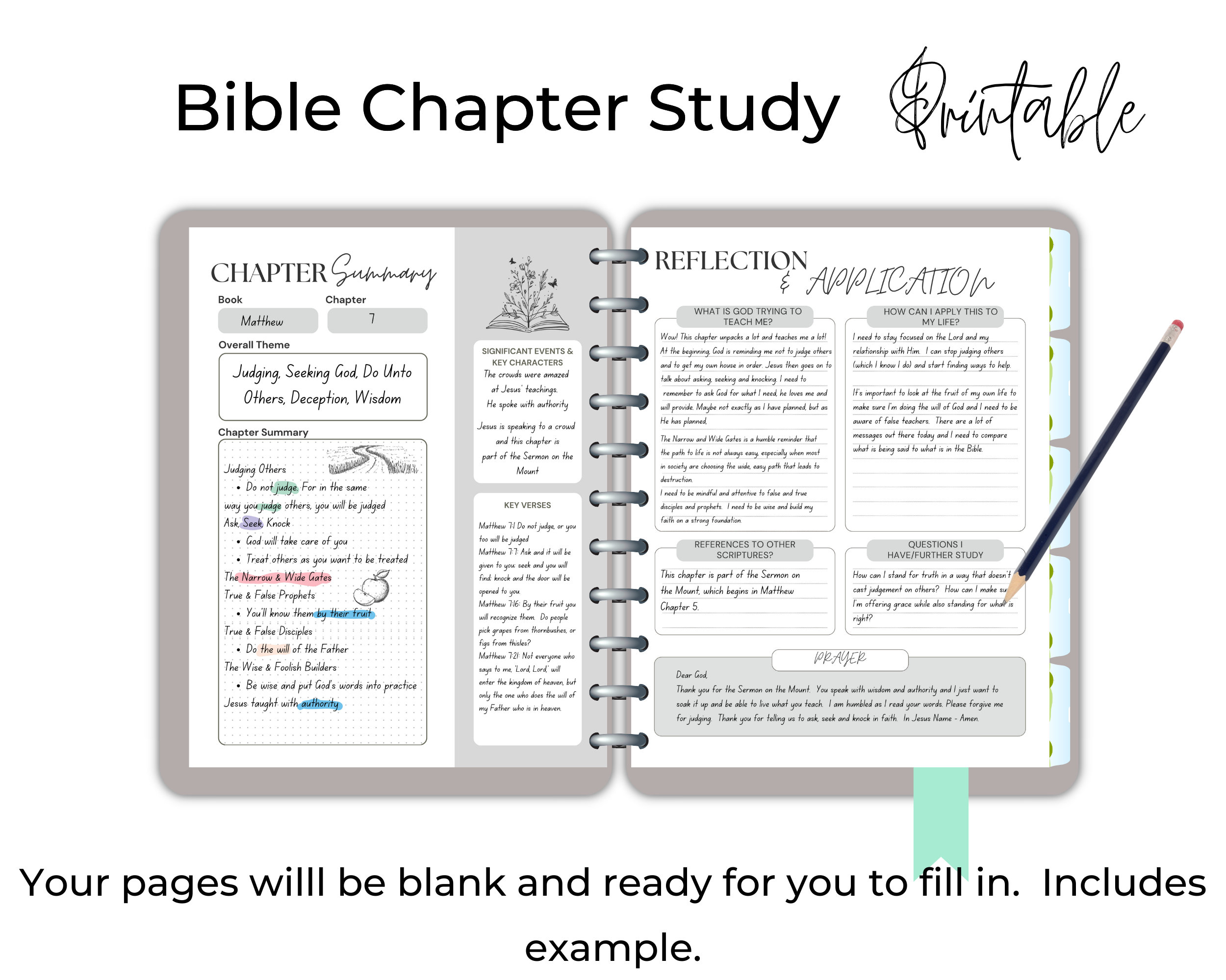 Bible Chapter Study Journal Printable I Bible Mapping Planner Printable ...