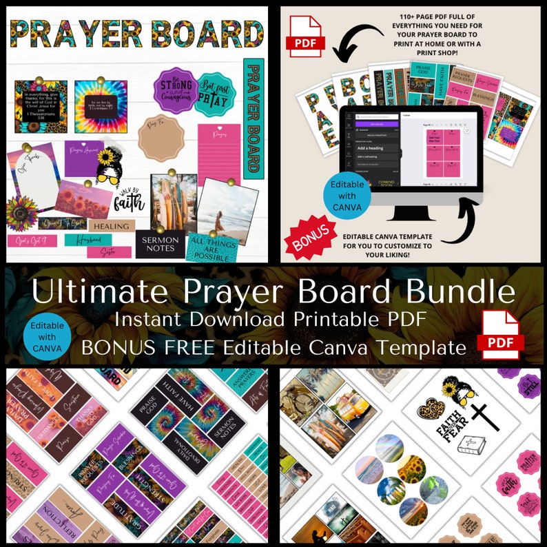 Prayer Board Printables, Prayer Boards Kit, Vision Board Printable ...