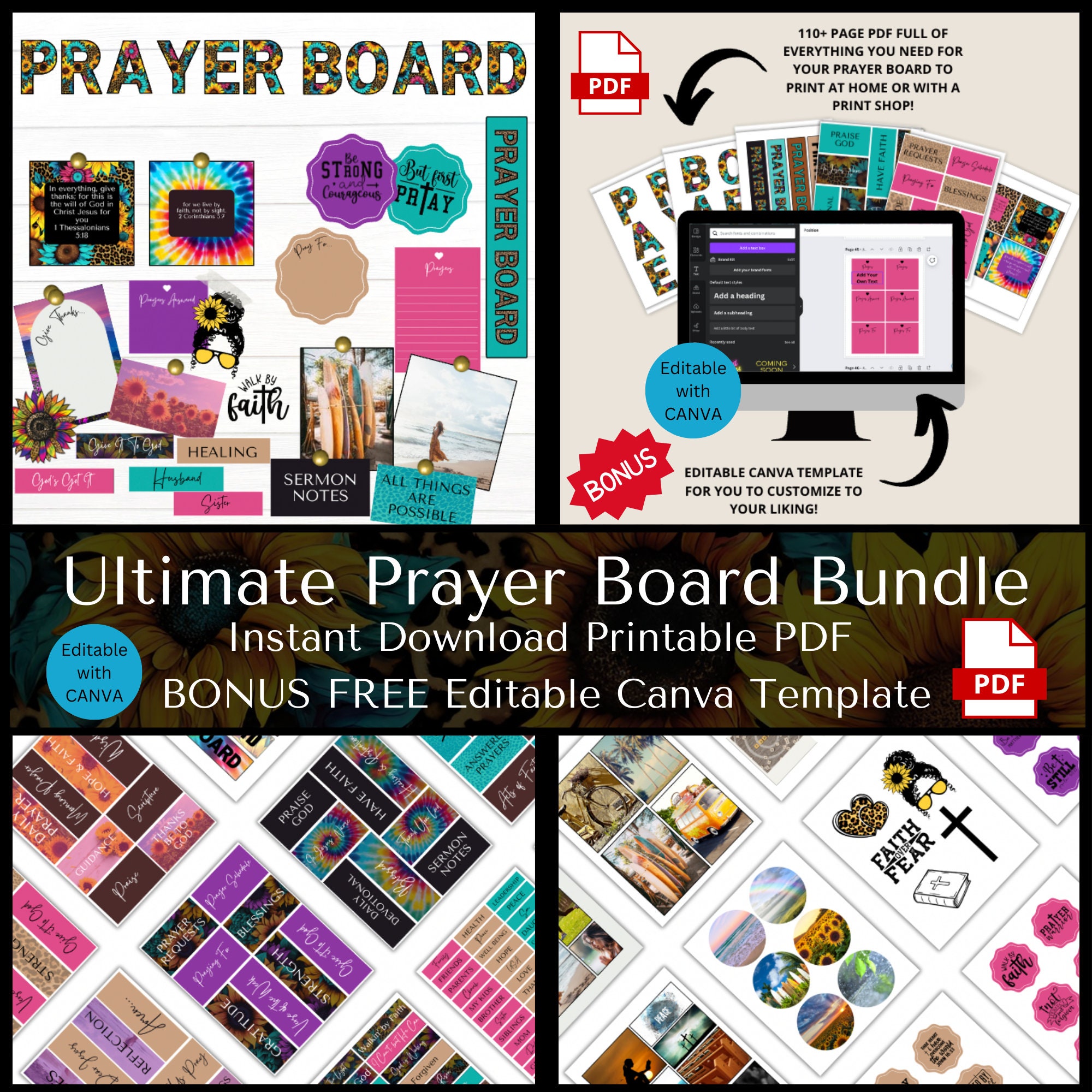 Prayer Board Printables, Prayer Boards Kit, Vision Board Printable ...
