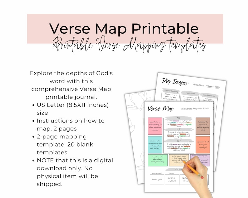 Verse Mapping Journal Printable I Bible Mapping Planner Printable I ...