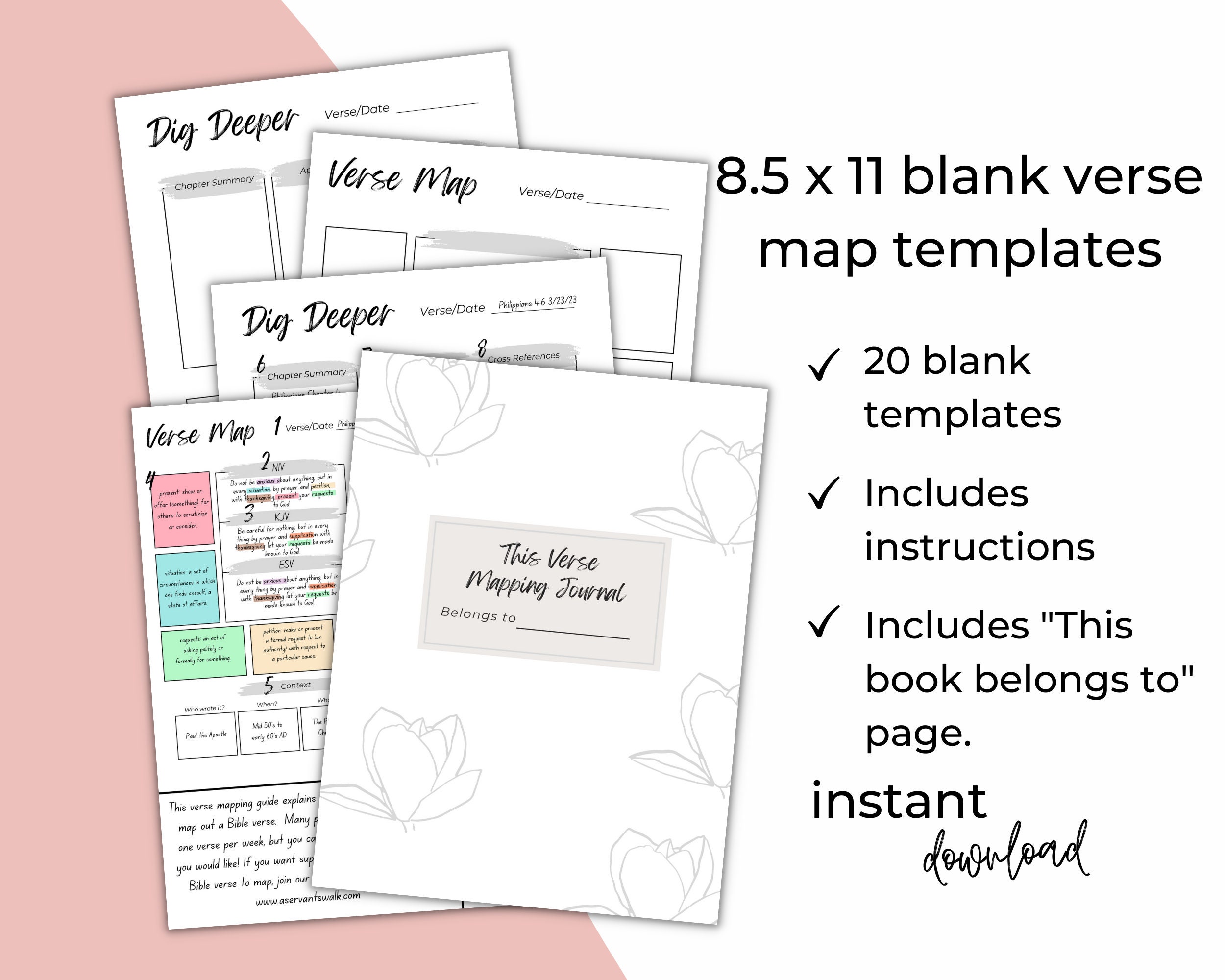 Verse Mapping Journal Printable I Bible Mapping Planner Printable I ...