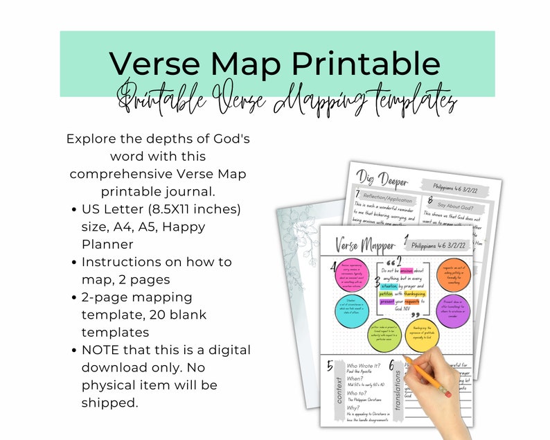 Verse Mapping Journal Printable, Bible Mapping Printable, Bible Study ...