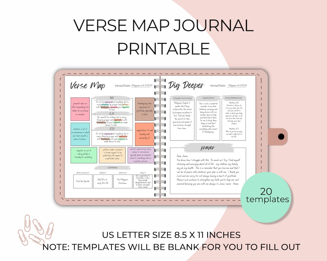Verse Mapping Journal Printable I Bible Mapping Planner Printable I Scripture Map Journal ...
