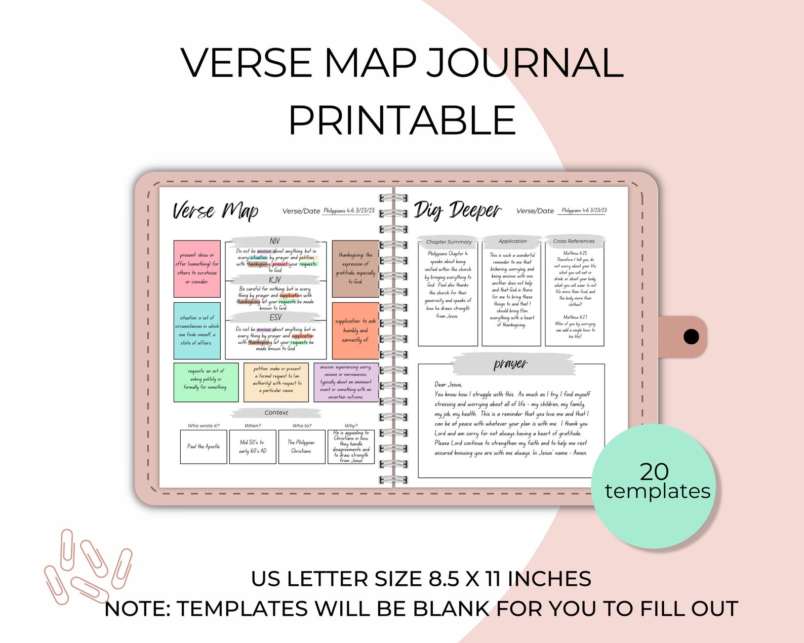 Verse Mapping Journal Printable I Bible Mapping Planner - Etsy