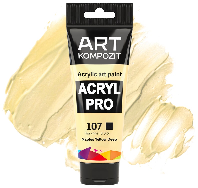 Acrylic Paints Set 107 Naples Yellow Deep Color of 12x2.6 Fl Oz/75 Ml ...