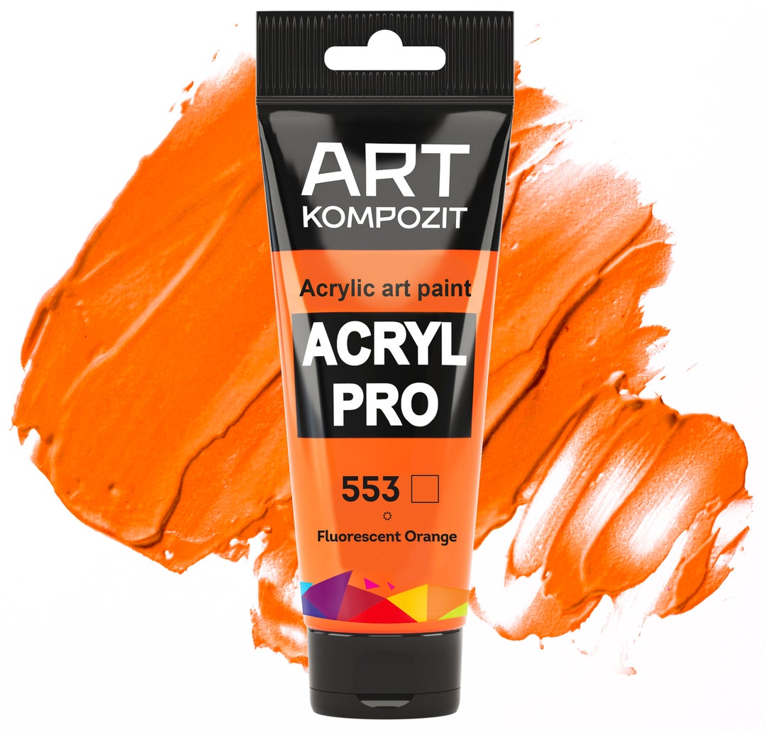 Acrylic Paint 553 Fluorescent Orange Color Set of 12x2.6 Fl Oz/75 Ml ...