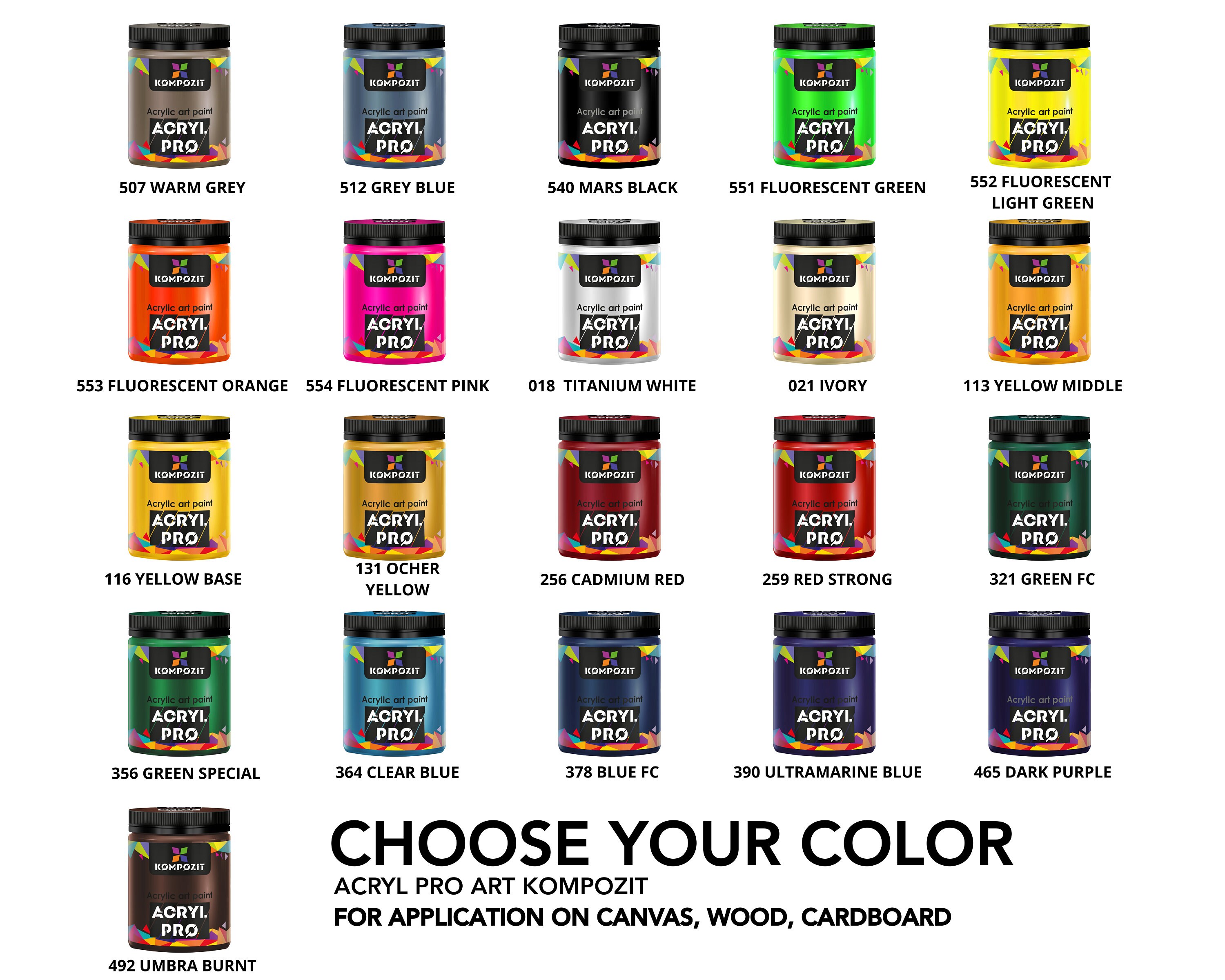 ACRYL PRO , Acrylic Paint - 430 Ml for Canvas, Wood and Cardboard ...