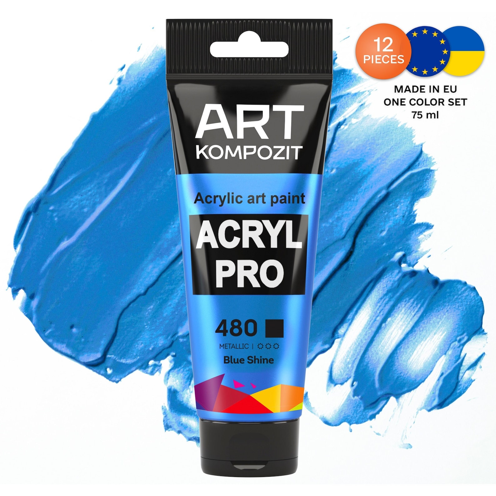 Acrylics Paints Blue Shine 480 Color Set Tube of 12x2.6 Fl Oz/75 Ml ...