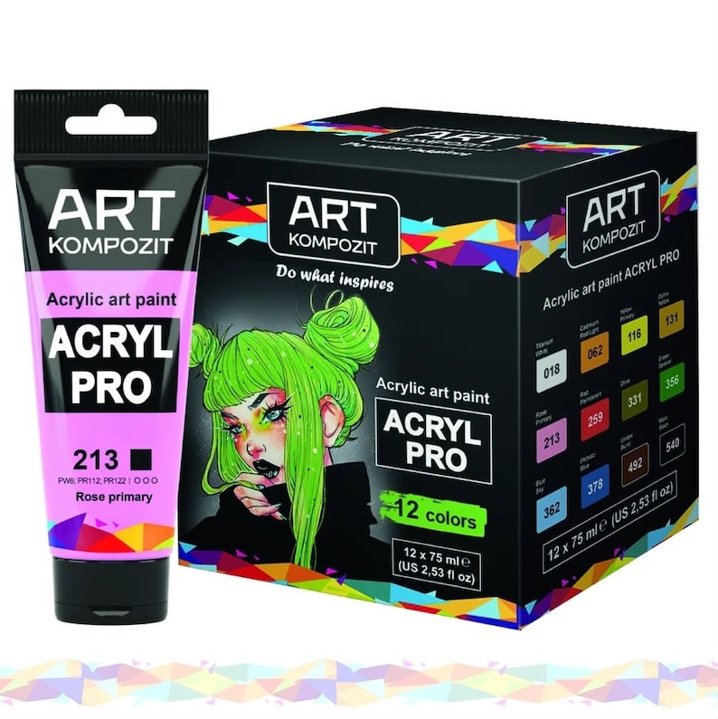 Artkompozit Acrylic Paint Set of 12x2.6 Fl Oz/75 Ml Acrylic Paints for ...