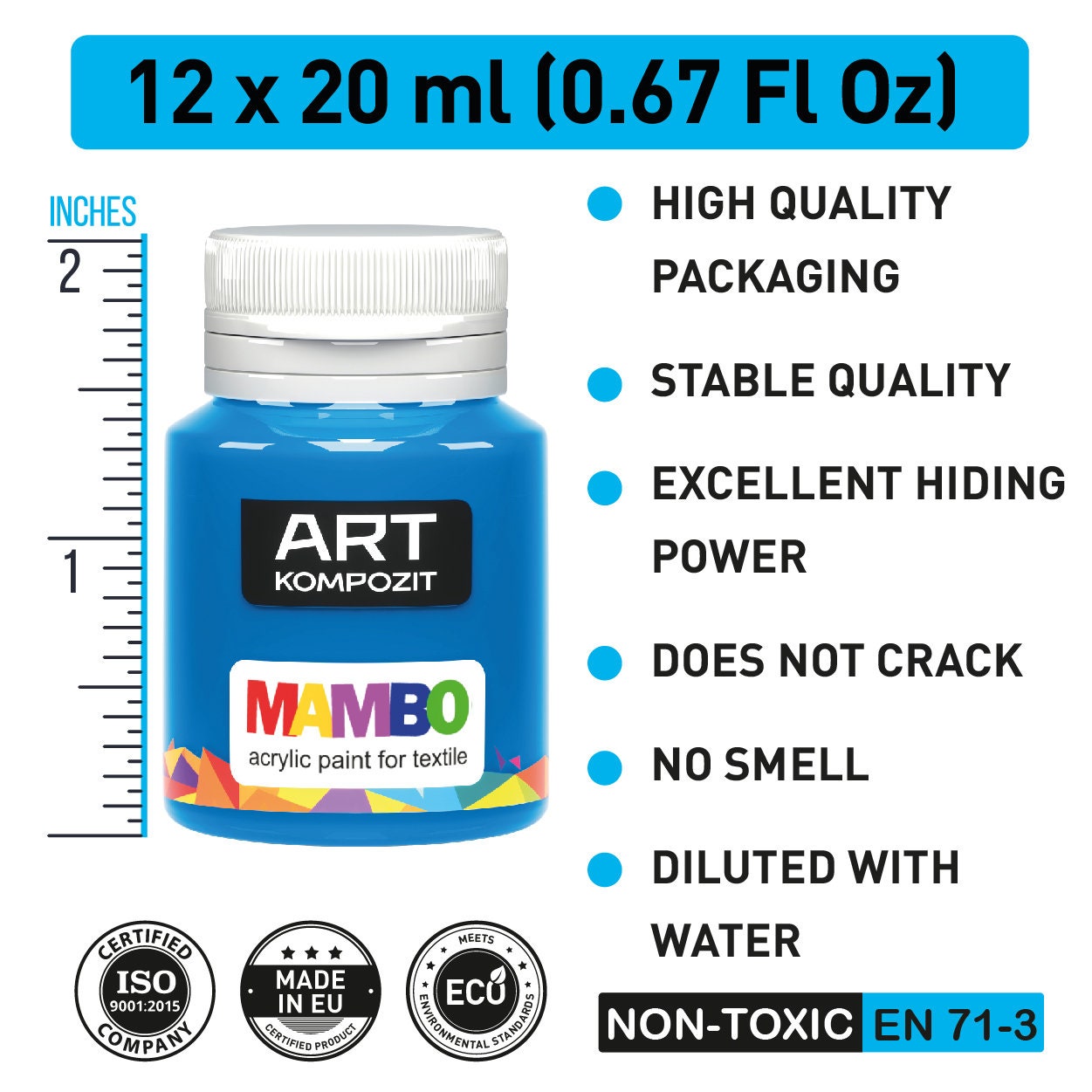 Acrylic Fabric Paint Set - 9 X 20ml 0.67 Fl Oz - Perfect for Clothes ...