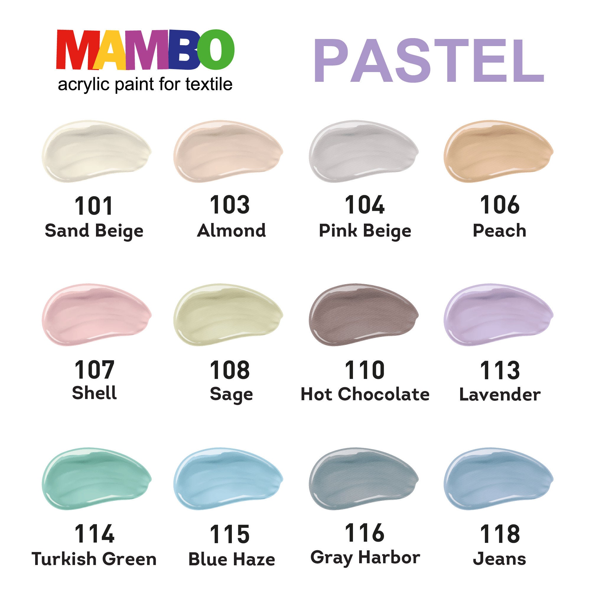 Acrylic Fabric Paint Set - 12 Pastel Colors 20 Ml 0.67 Fl Oz - for ...
