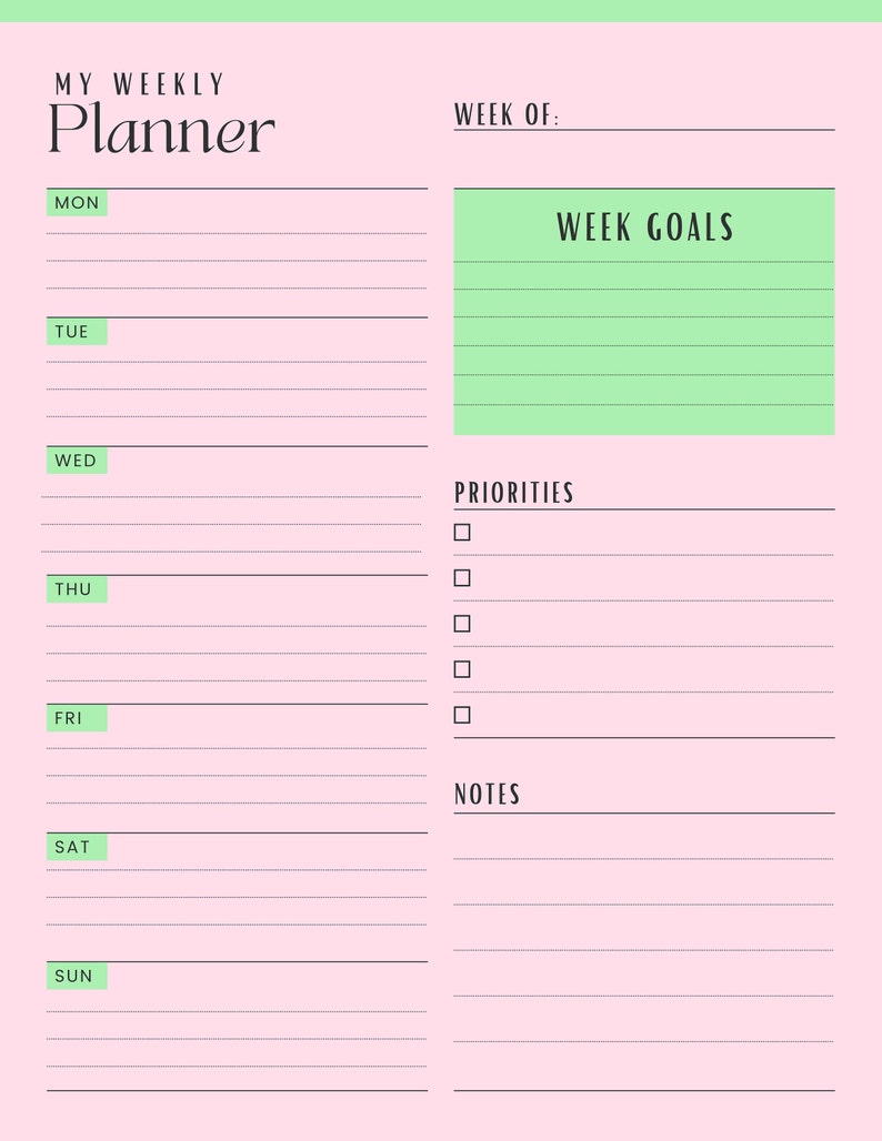 Minimalist Weekly to Do's Planner - Etsy