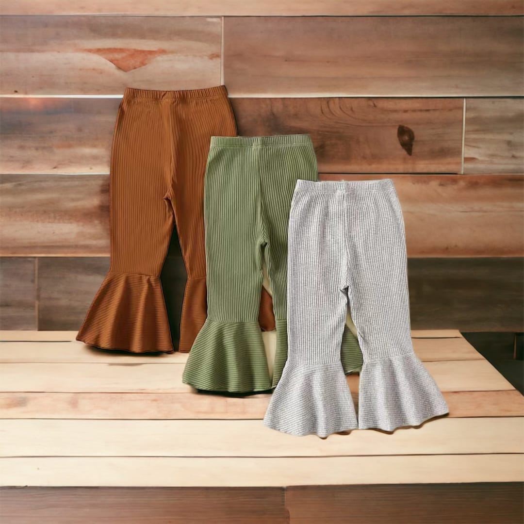Flare Bell Bottoms Pants, Flare Leggings, Girls Casual Pants, Rib Knit ...