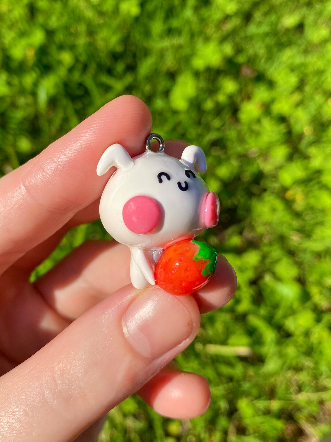 Strawberry Momo - Handmade Polymer Clay Keychain Strawberry Charm - Etsy