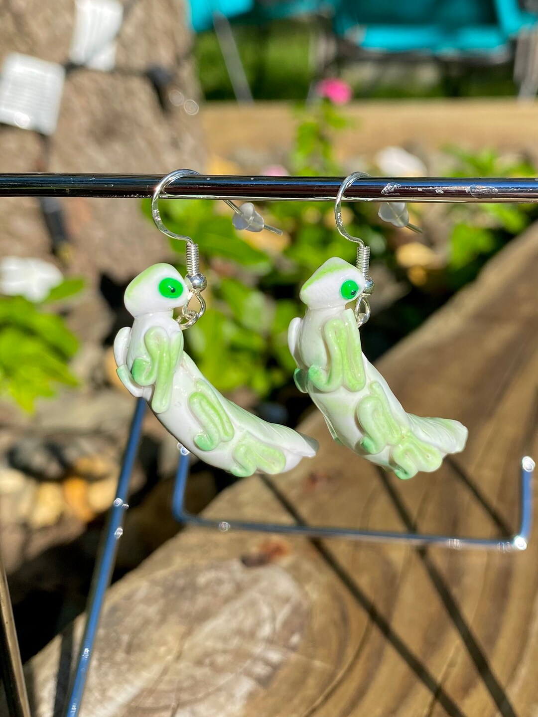 Praying Mantis Earrings, Handmade Polymer Clay Insect Earrings, Novelty ...