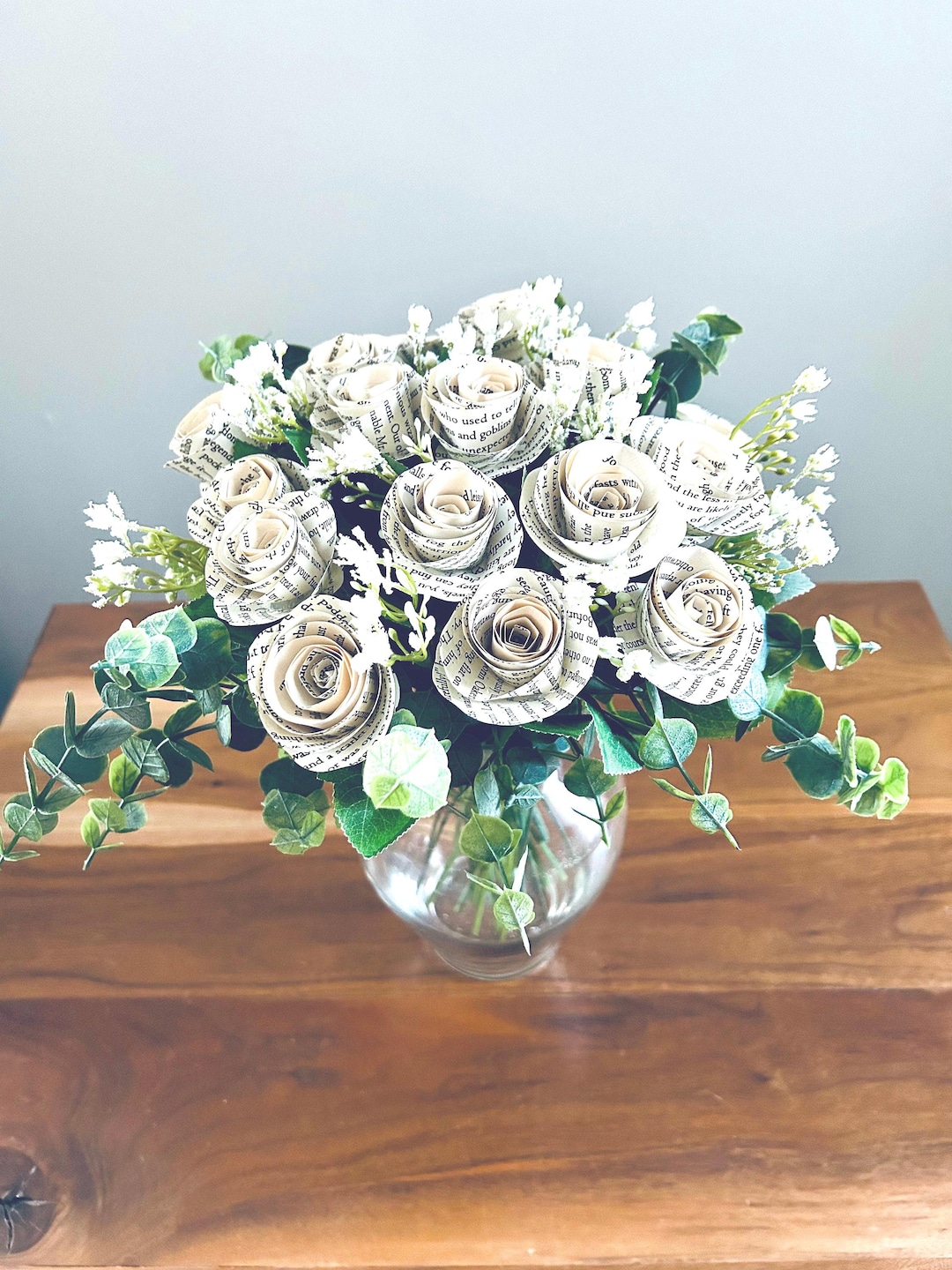 Custom Long Stem Book Page Roses, Paper Roses, Paper Flower Bouquets ...