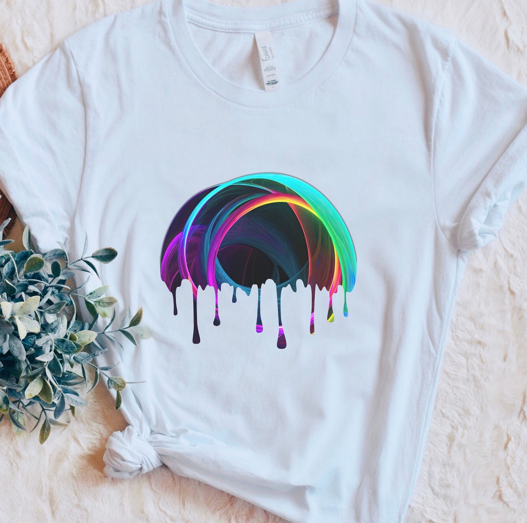 Glowing Orb T-shirt, Dripping Effect, Stylish Festival Wear, Unisex Fun ...