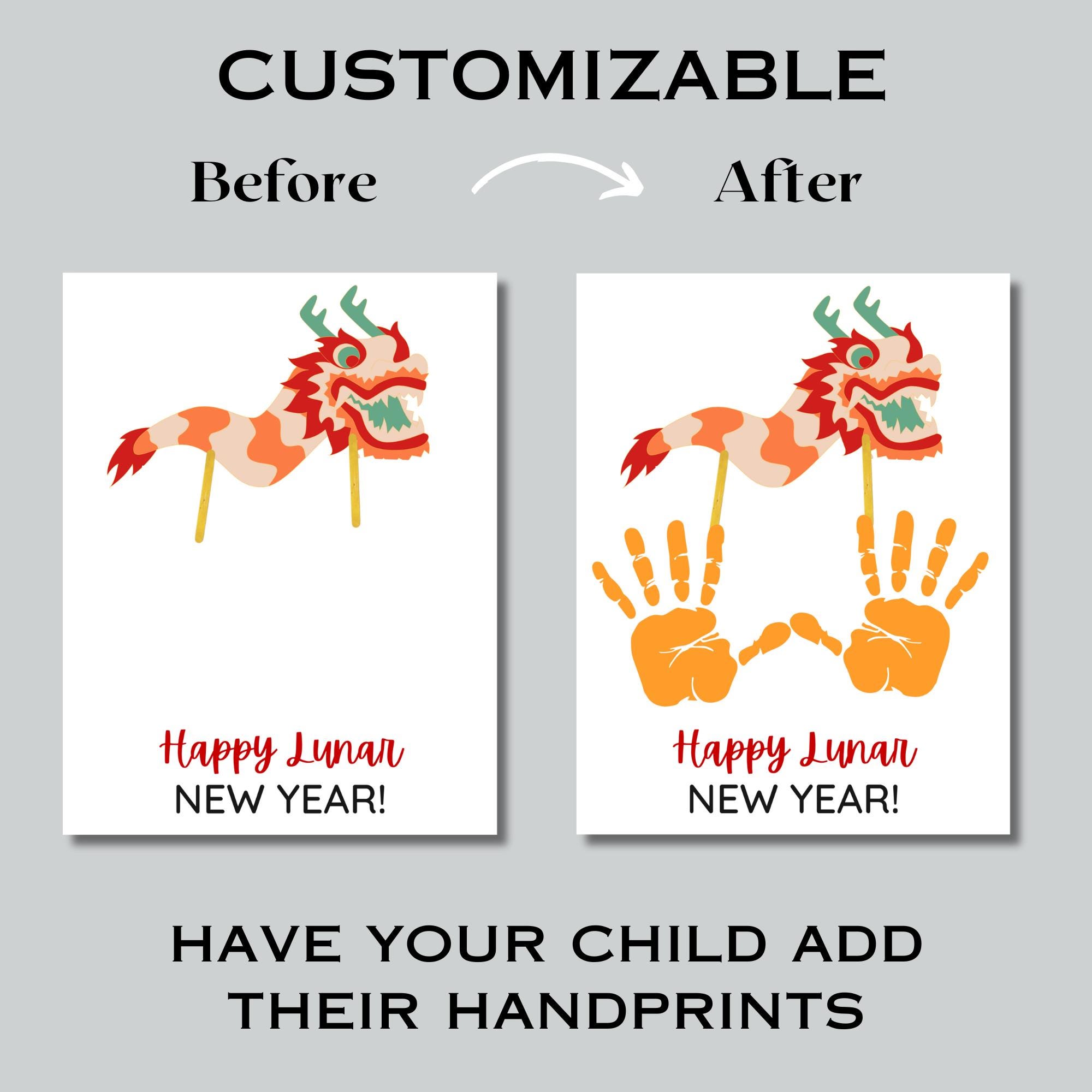 2025 Lunar New Year Handprint Art, Chinese New Year Printable Handprint ...