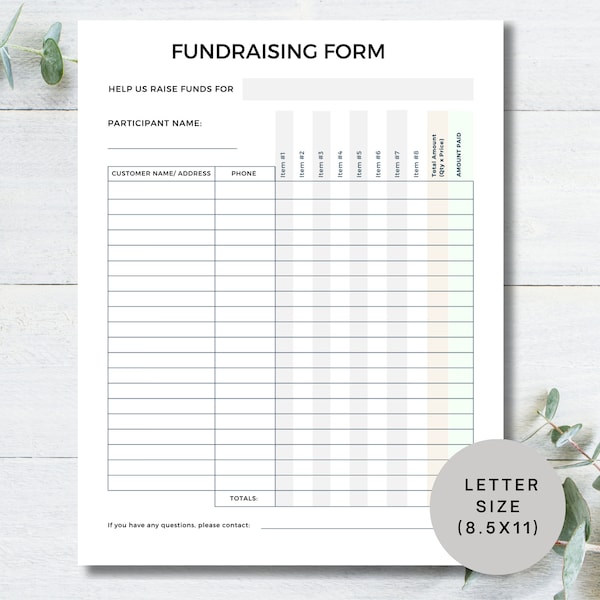 Printable Fundraising Order Form - Etsy
