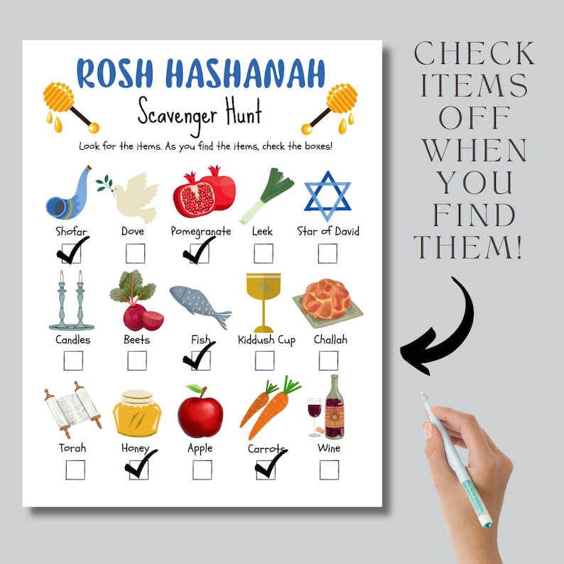 Rosh Hashanah Scavenger Hunt: Kids Game (PDF Digital Download) - Etsy