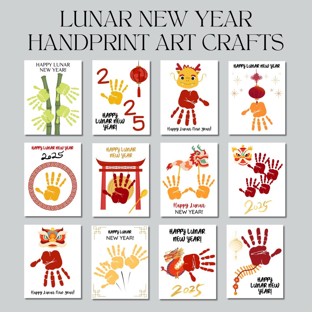 2025 Lunar New Year Handprint Art, Chinese New Year Printable Handprint ...