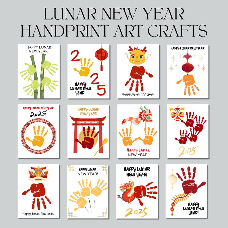 2025 Lunar New Year Handprint Art, Chinese New Year Printable Handprint ...