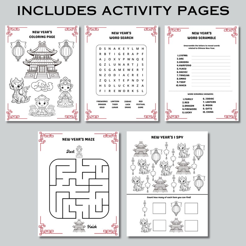 Chinese New Year Activity Bundle, Lunar New Year Printable Pages, Year ...