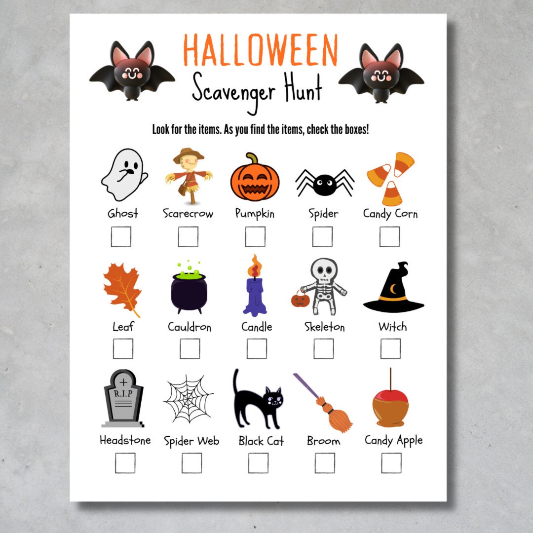 Halloween Scavenger Hunt, Halloween Kids Game, Printable Scavenger Hunt ...