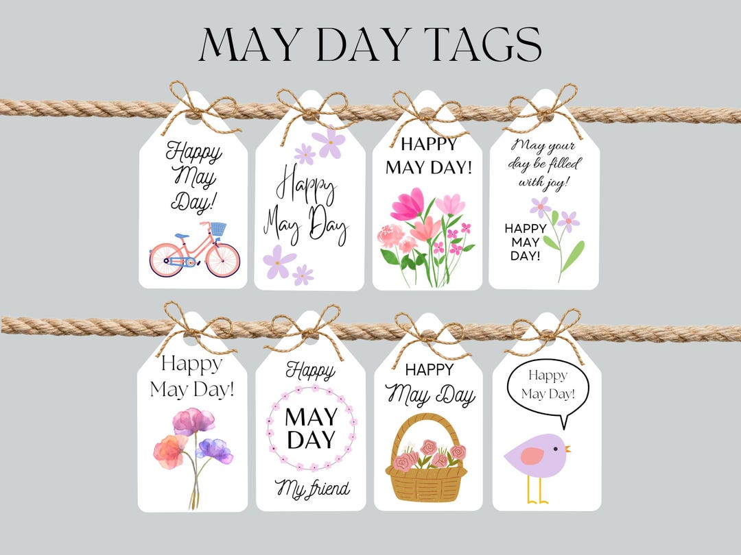 Printable May Day Gift Tags: Spring Basket Tags (digital PDF) - Etsy
