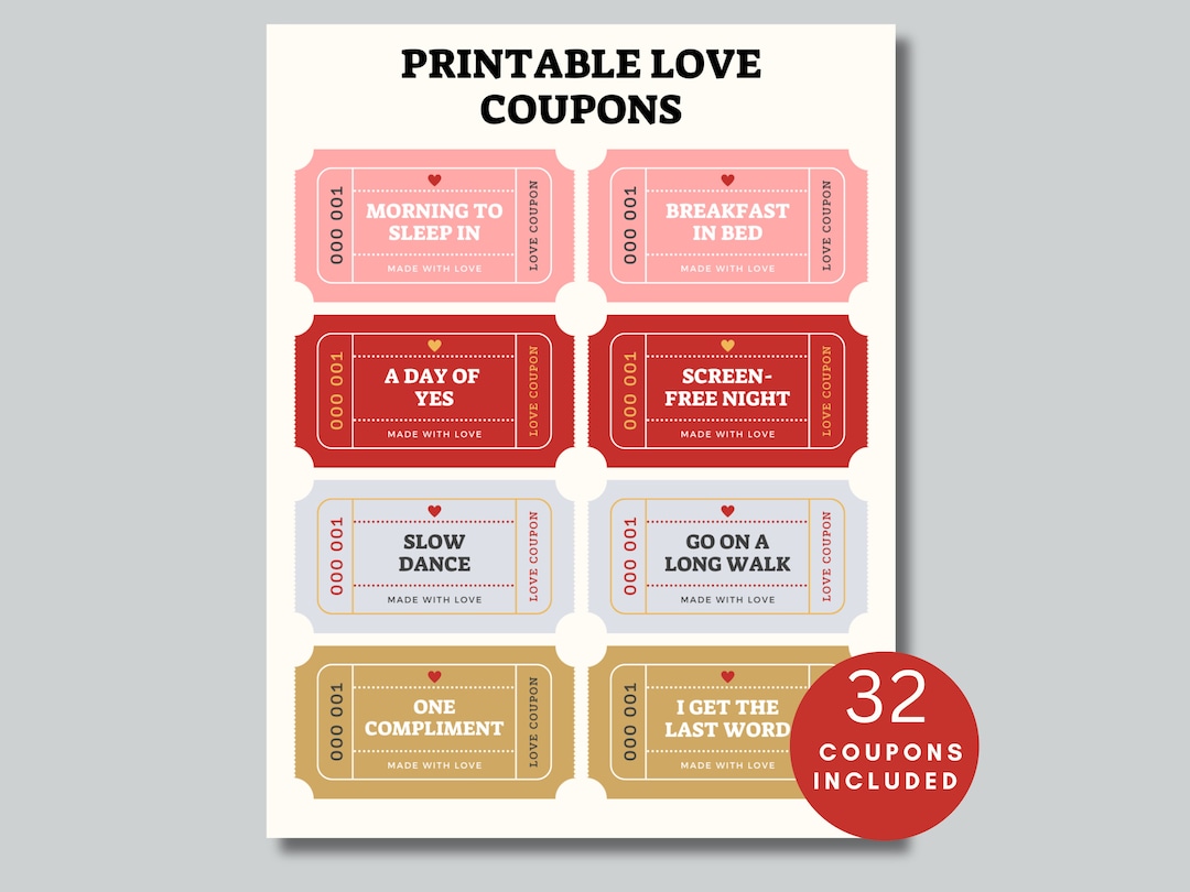 Printable Love Coupons: Date Night Gift (PDF Download) - Etsy